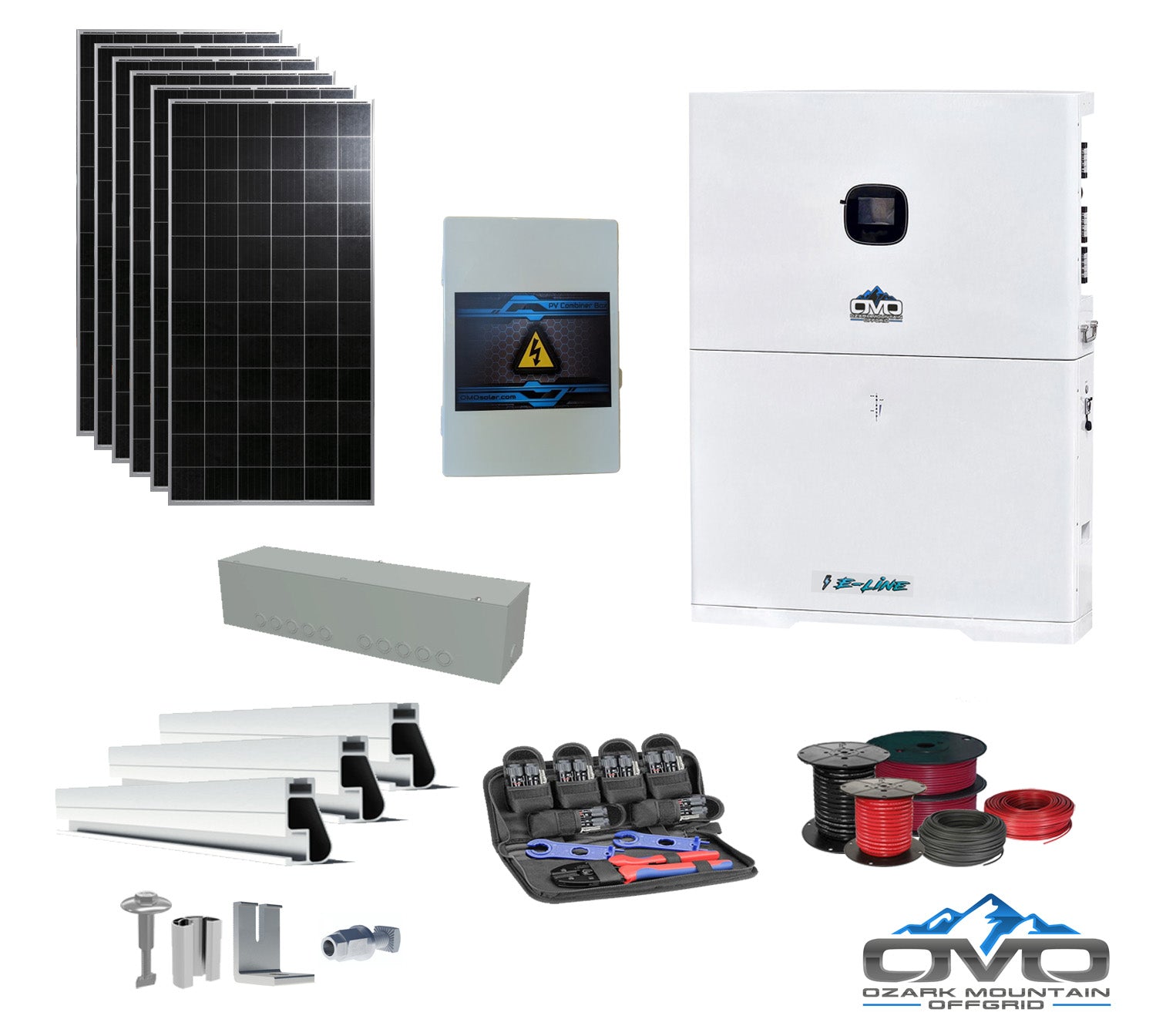 2.28KW Complete Offgrid Solar Kit + 10K 120V/240V OMO E-Line Inverter – Ozark Mountain Offgrid
