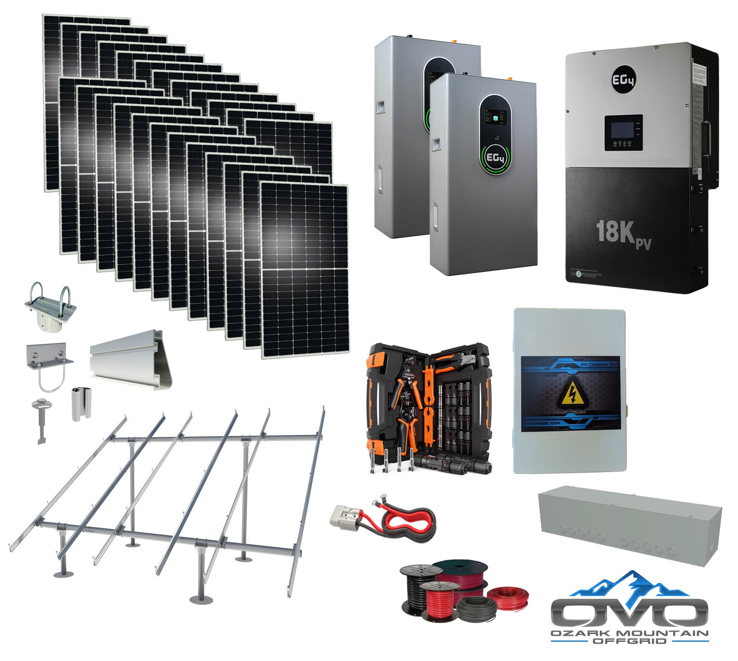12KW Complete Offgrid Solar Kit + EG4 18kPV + 2x 14.3KW 48V EG4 Lithiu ...