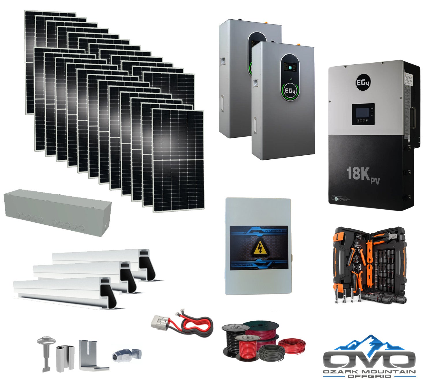 12KW Complete Offgrid Solar Kit + EG4 18kPV + 2x 14.3KW 48V EG4 Lithiu ...