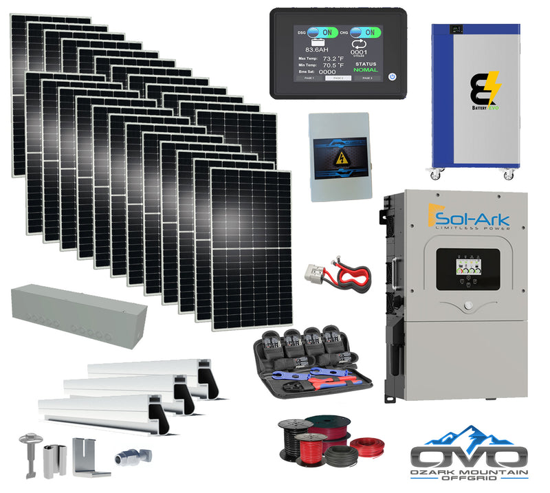 12KW Complete Offgrid Solar Kit - 30kWh Lithium Battery + 15K Sol-Ark ...