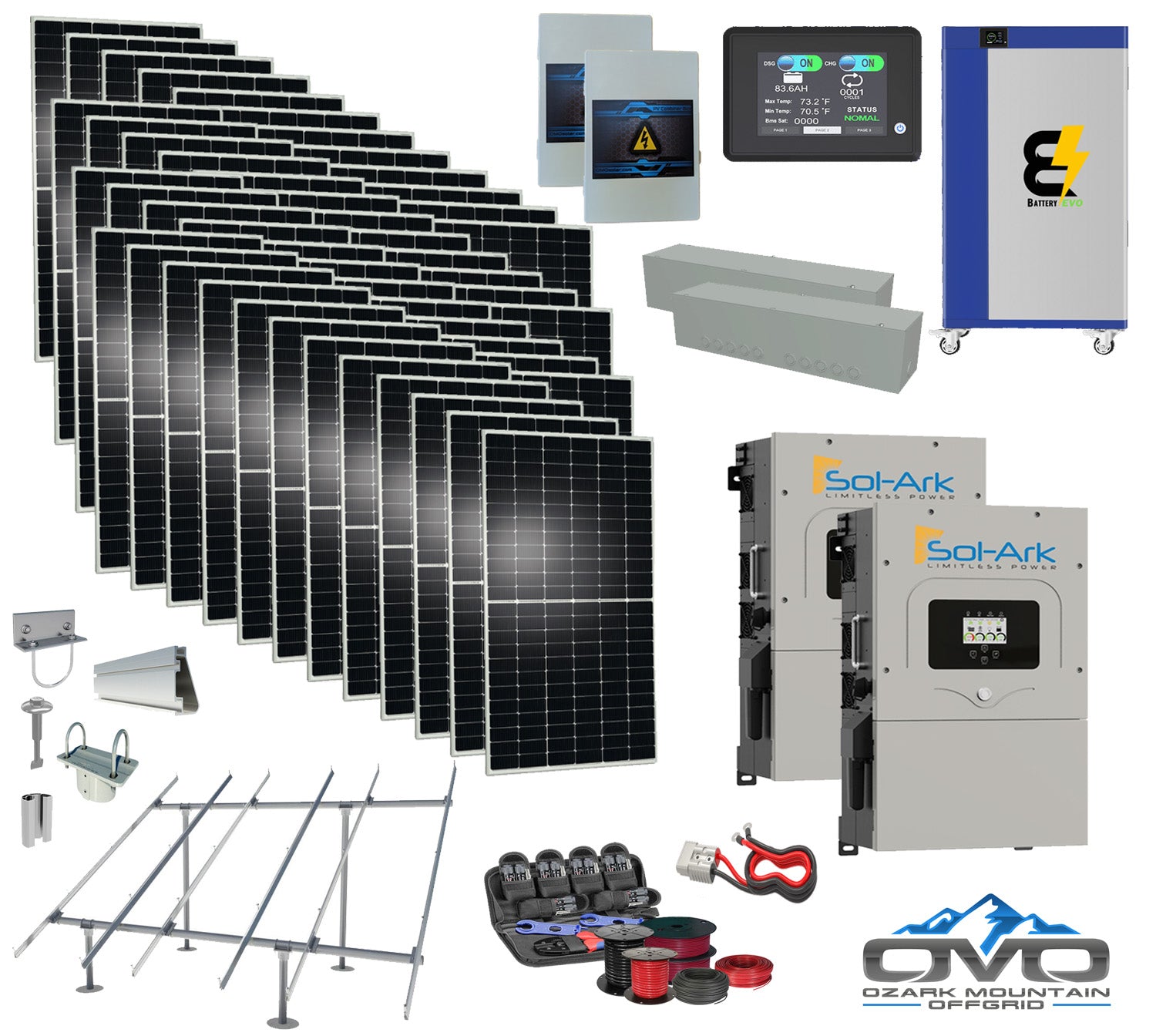 Buy 25KW Complete Offgrid Solar Kit With Ground Mount – Ozark Mountain ...