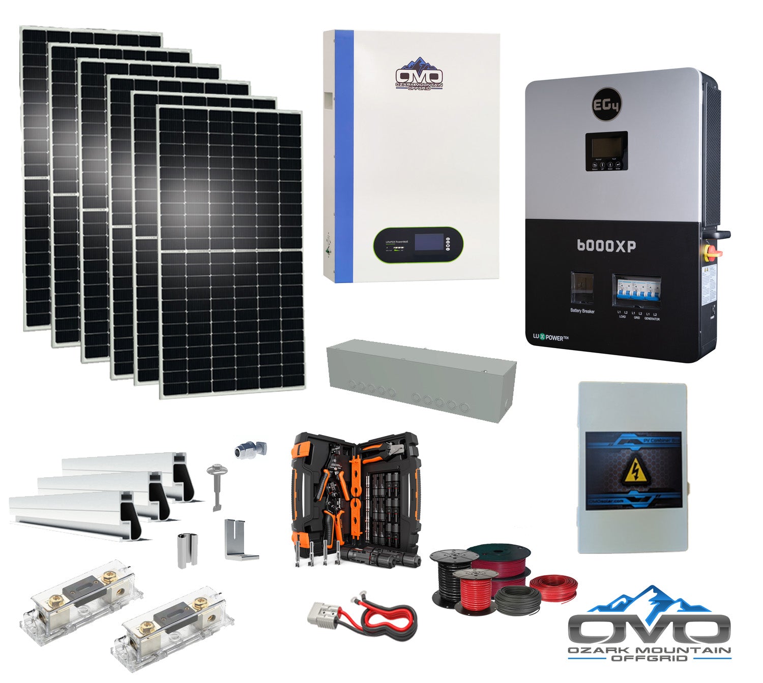 3.3KW Complete Offgrid Solar Kit + 6K EG4 6000XP Inverter + 5.12KW OMO ...