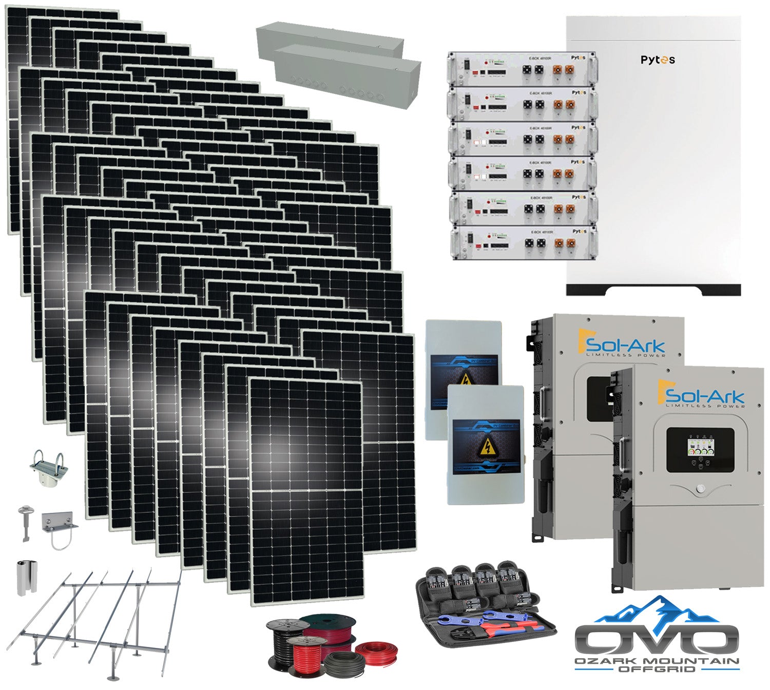 30KW Complete Offgrid Solar Kit - 30.72KW Pytes Lithium Battery +2x 15 ...