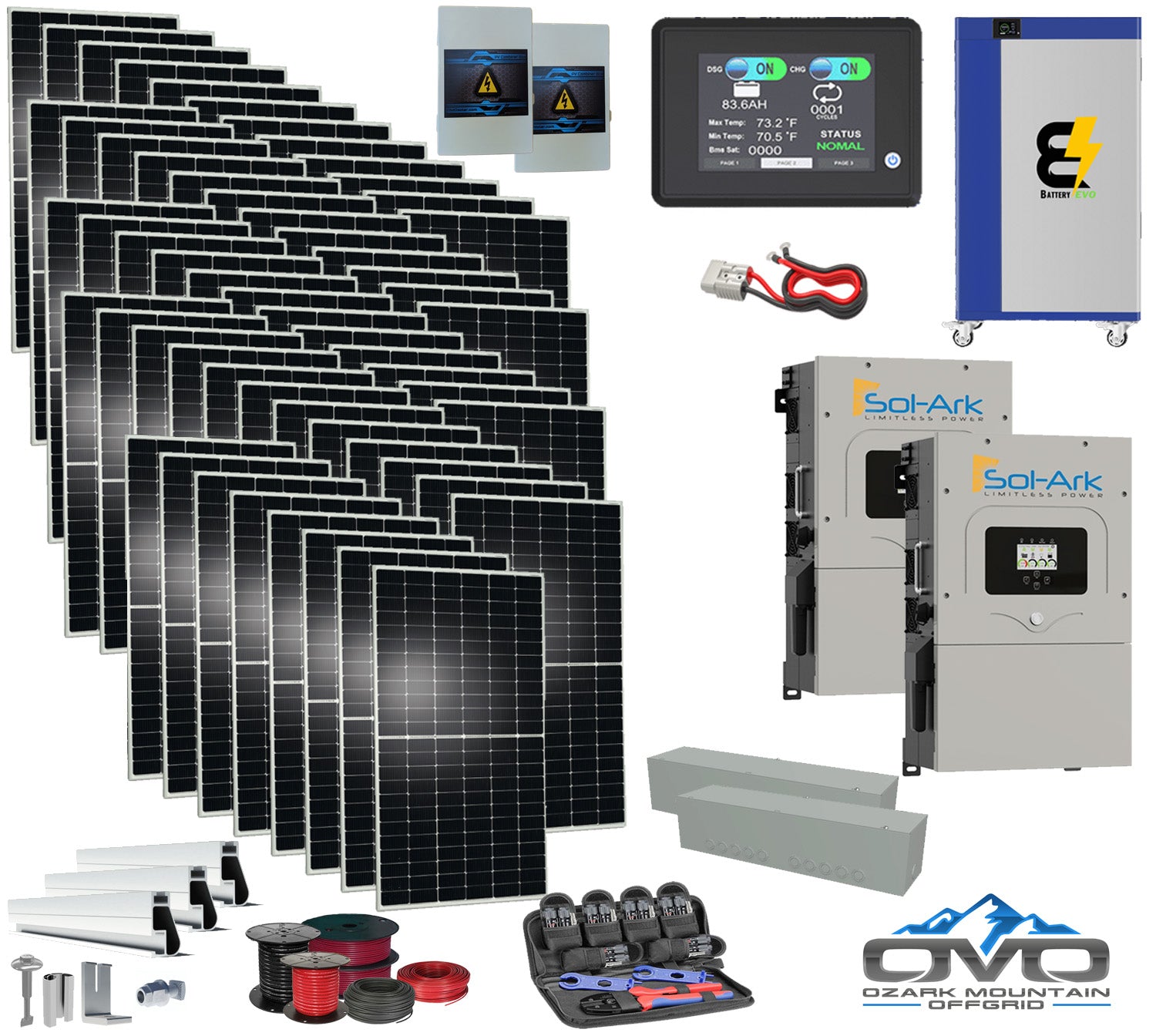 30kW Offgrid Solar Kit | Dual SOL-ARK Inverters & Lithium Battery ...