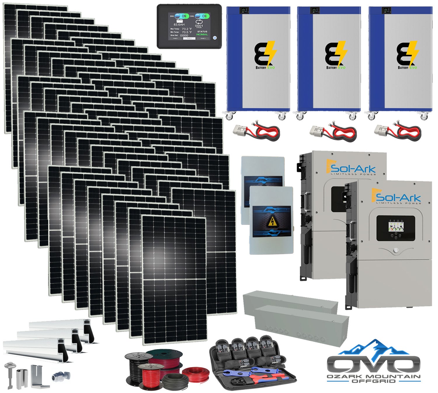 30kW Offgrid Solar Kit | Dual SOL-ARK Inverters & 57kW Battery – Ozark ...