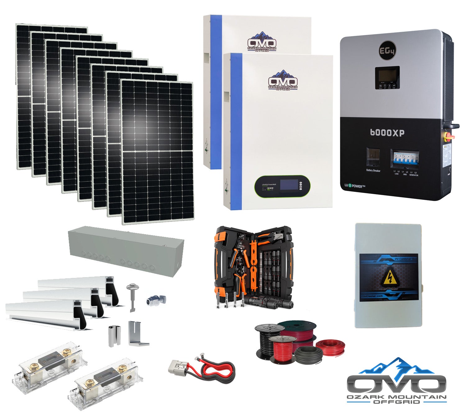 4.4KW Complete Offgrid Solar Kit + 6K EG4 6000XP Inverter + 2x 5.12KW ...