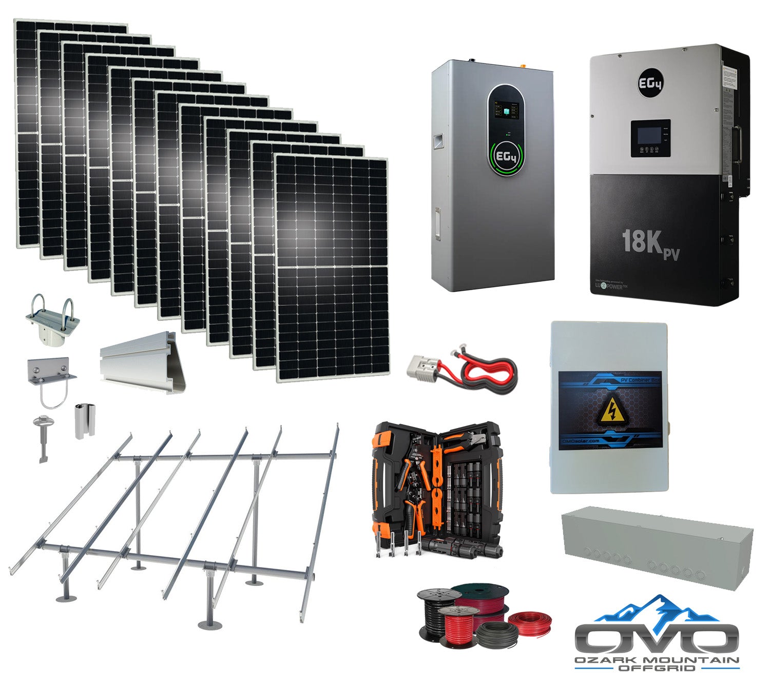 6KW Complete Offgrid Solar Kit + EG4 18kPV Inverter + 14.3KW 48V EG4 L ...