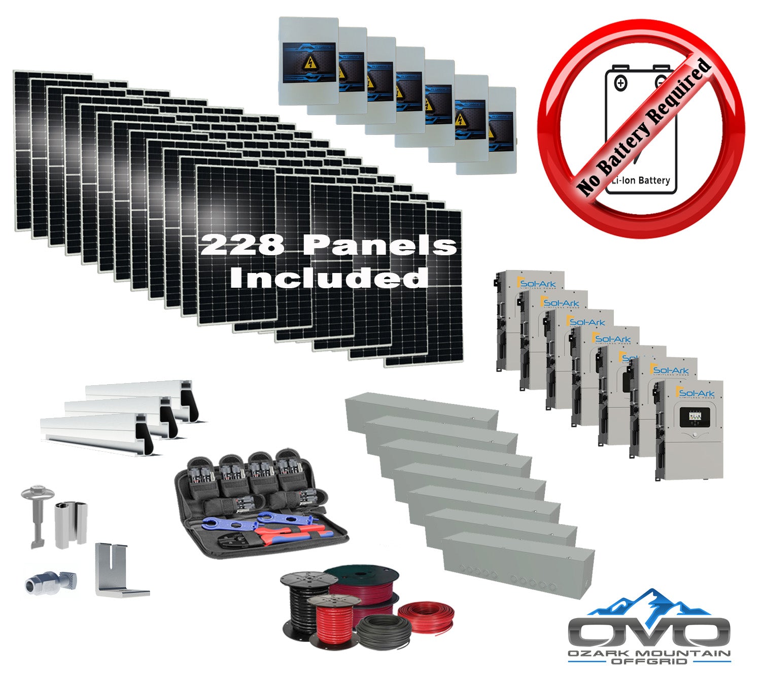 125KW Complete Offgrid Solar Kit + 7x 15K Sol-Ark Inverter +125.4KW So ...