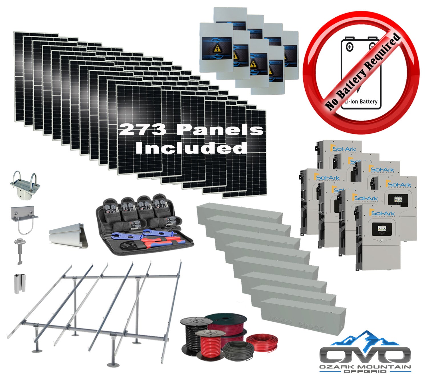 150KW Complete Offgrid Solar Kit + 8x 15K Sol-Ark Inverter +150.15KW S ...