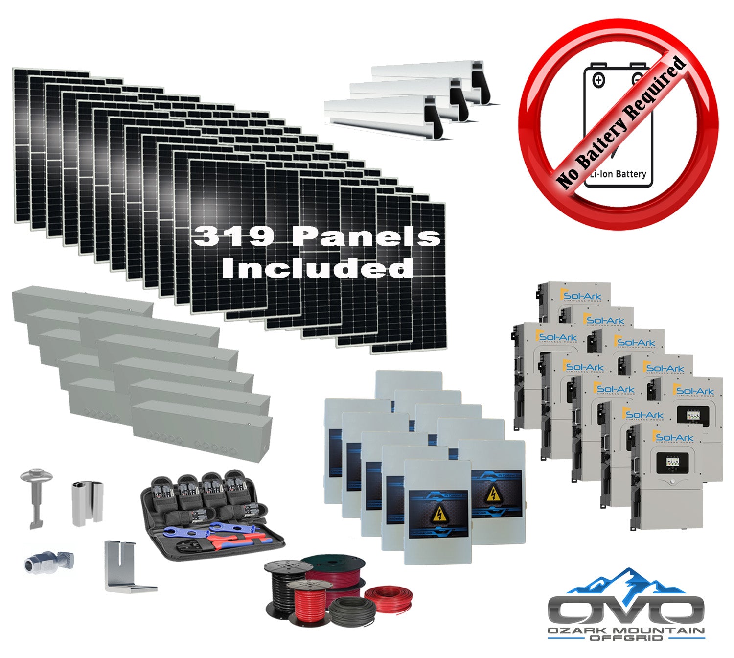 175KW Complete Offgrid Solar Kit + 10x 15K Sol-Ark Inverter +175.45KW ...