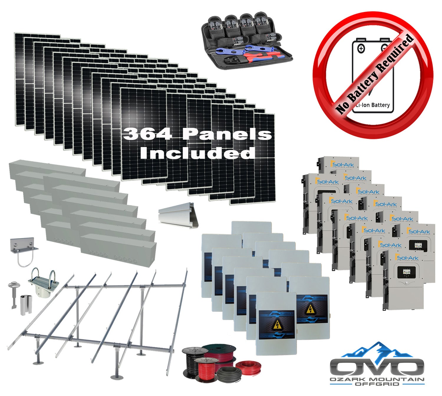 200KW Complete Offgrid Solar Kit + 12x 15K Sol-Ark Inverter +200.2KW S ...