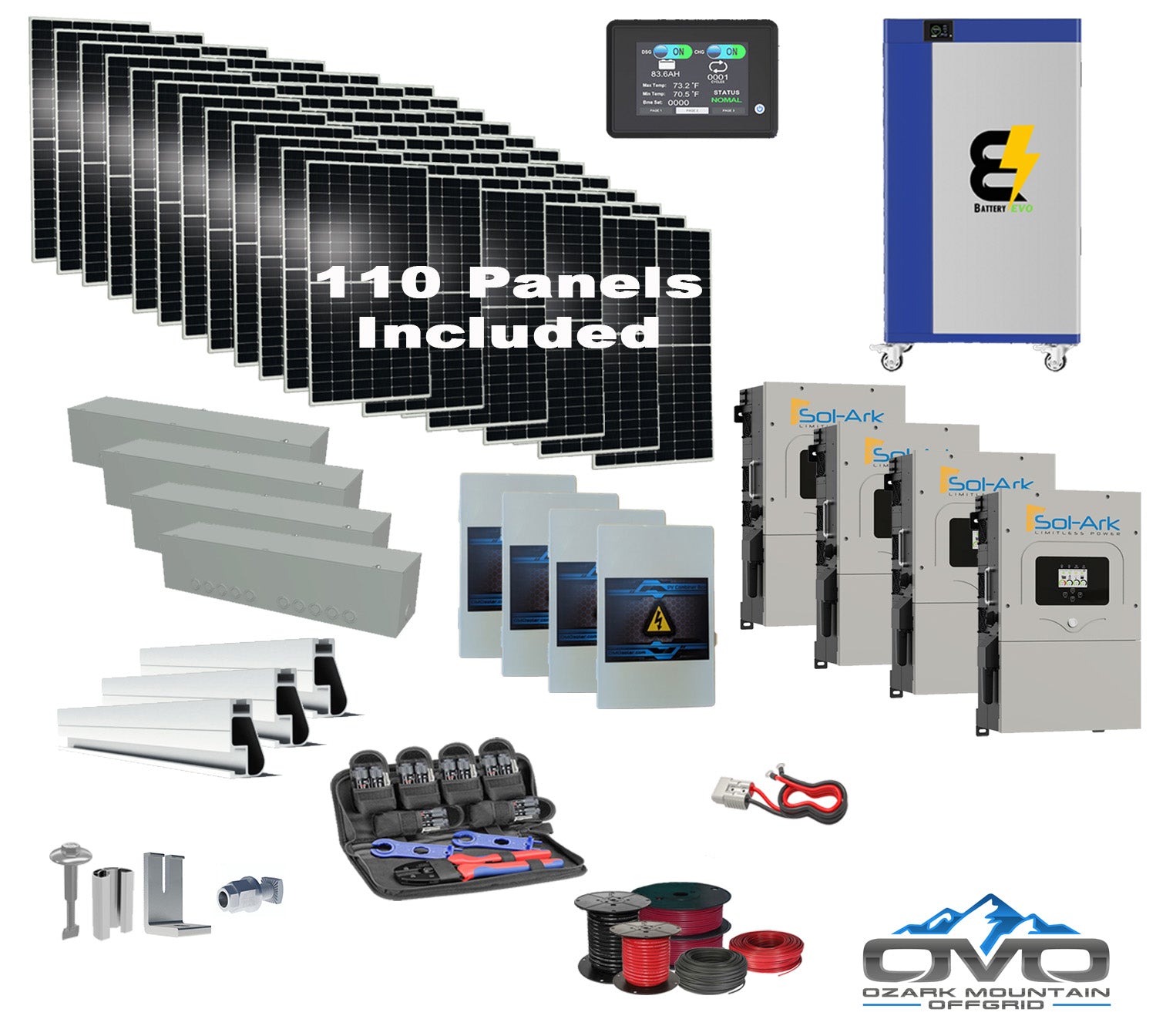 60KW Complete Offgrid Solar Kit + 4x 15K Sol-Ark Inverter + 30KW Lithi ...