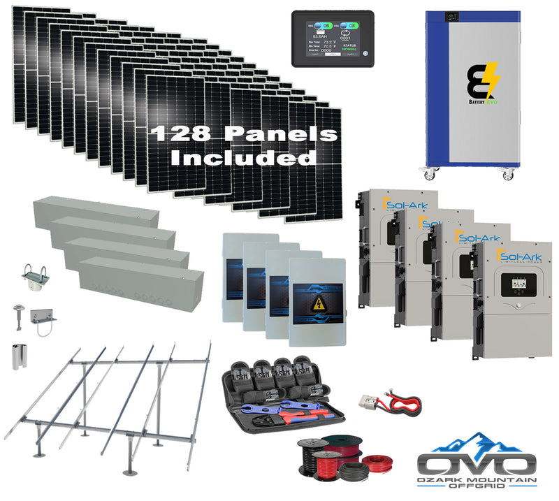 70KW Complete Offgrid Solar Kit + 4x 15K Sol-Ark Inverter + 30KW Lithi ...